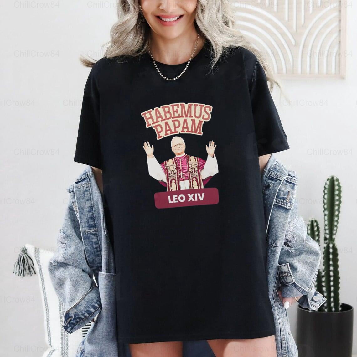 Bold Habemus Papam Pope Leo XIV Catholic Icon T-Shirt, for men & women ...