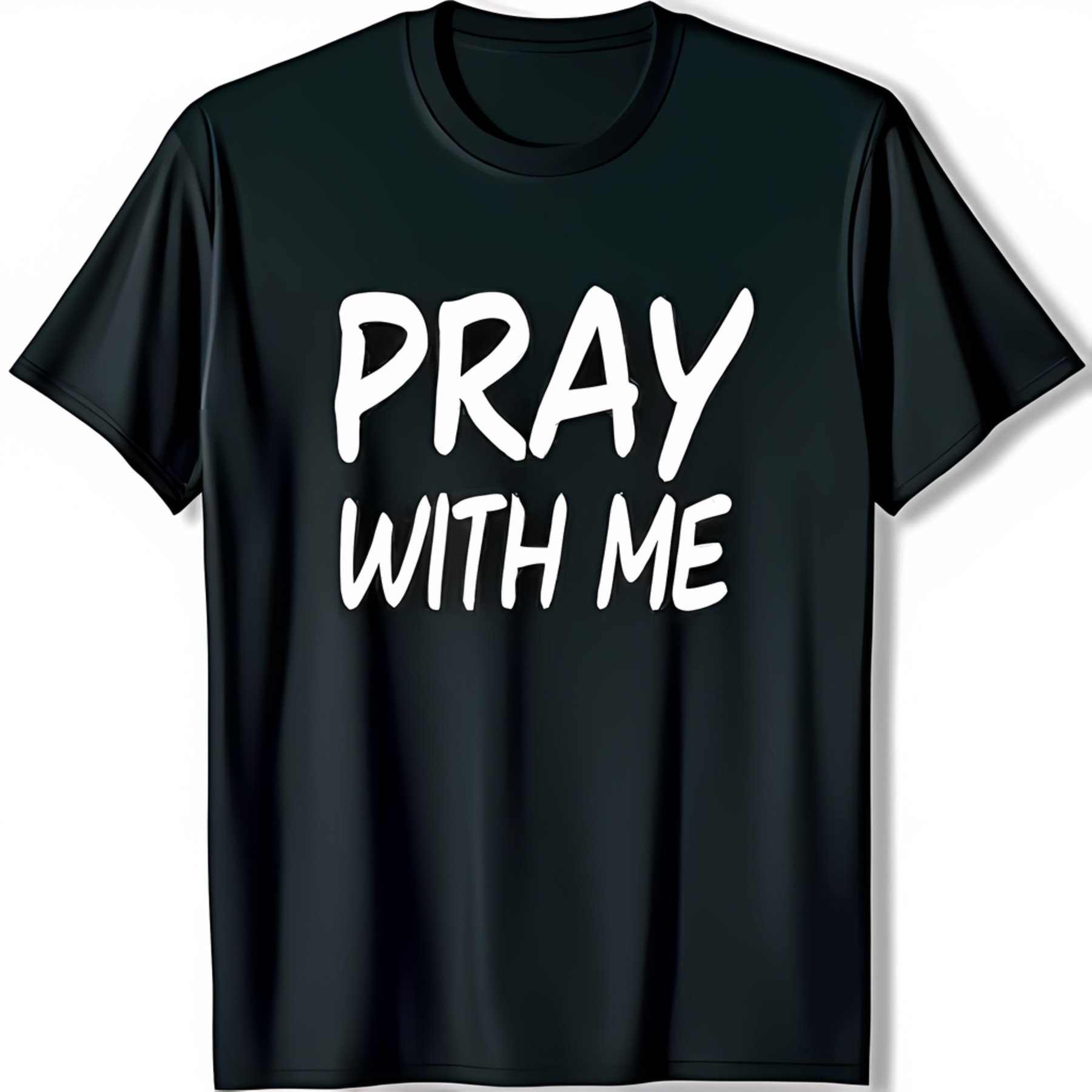 Bold Handwritten Pray with Me Graphic Black T-Shirt for Faith ...