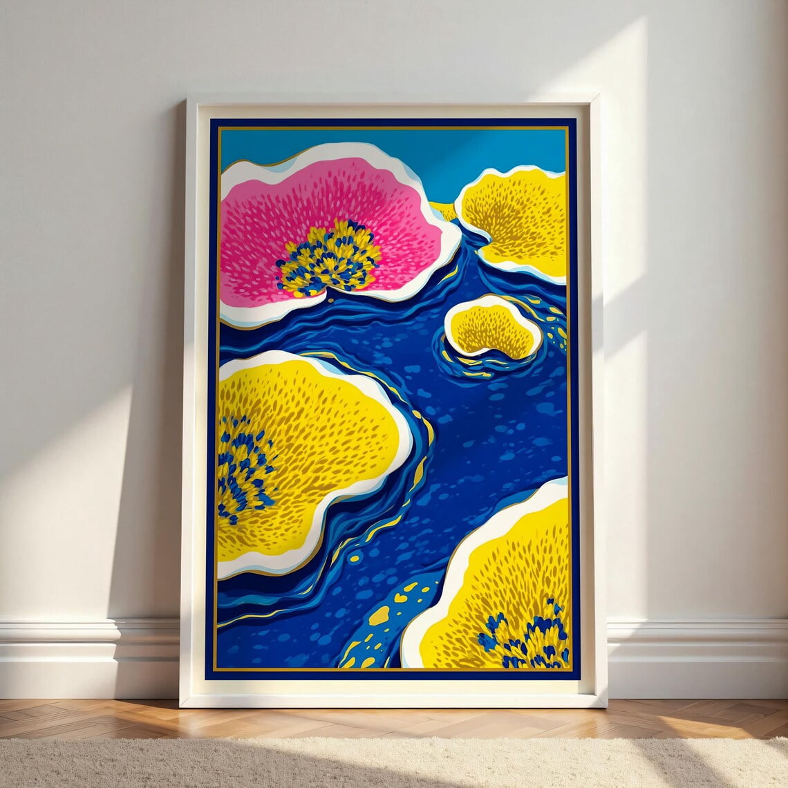 Bold Harmony Floral Color Block River Poster Unframed Paper Print ...