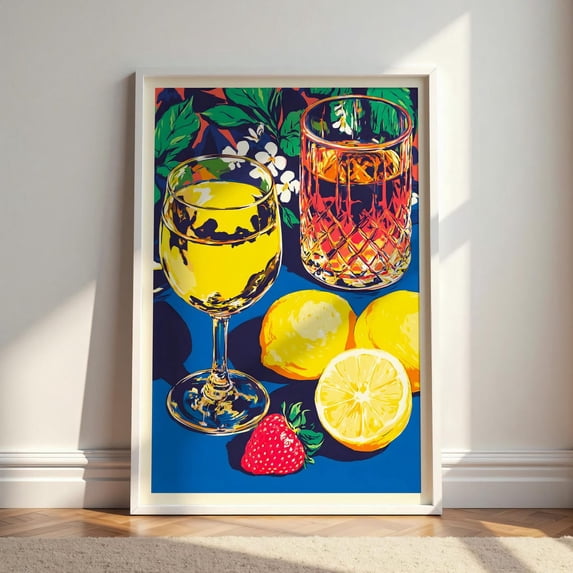 Bold Harmony Lemon Cocktail Art Color Block Kitchen Wall Decor ...