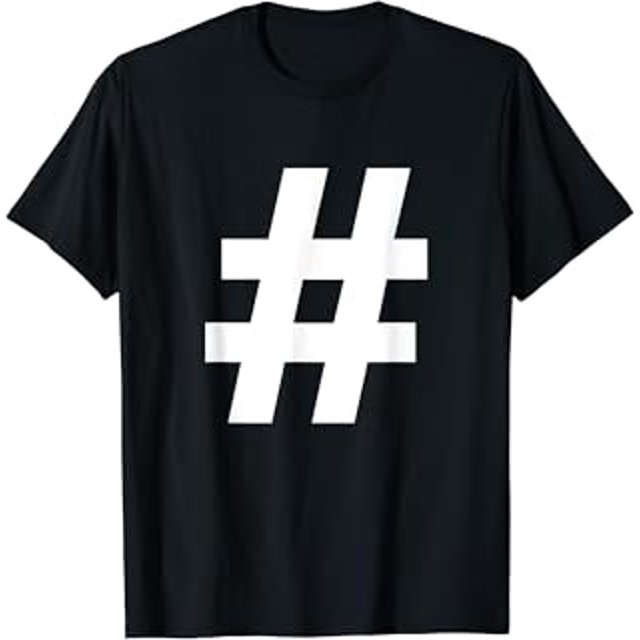 Bold Hashtag # Number Pound Sign Symbol Alphabet Characters T-Shirt ...