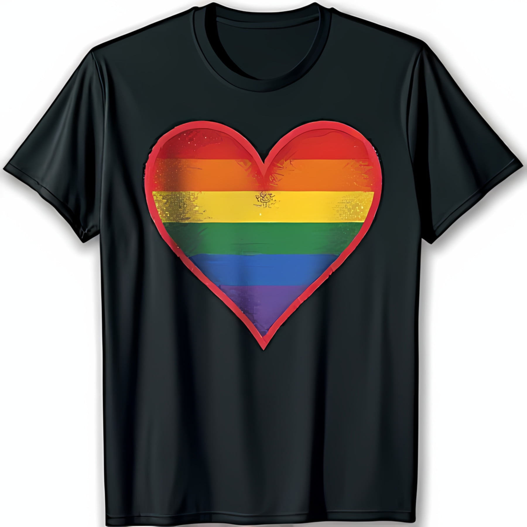Bold Heart Graphic on Black T-Shirt Show Your Pride & Inclusivity ...