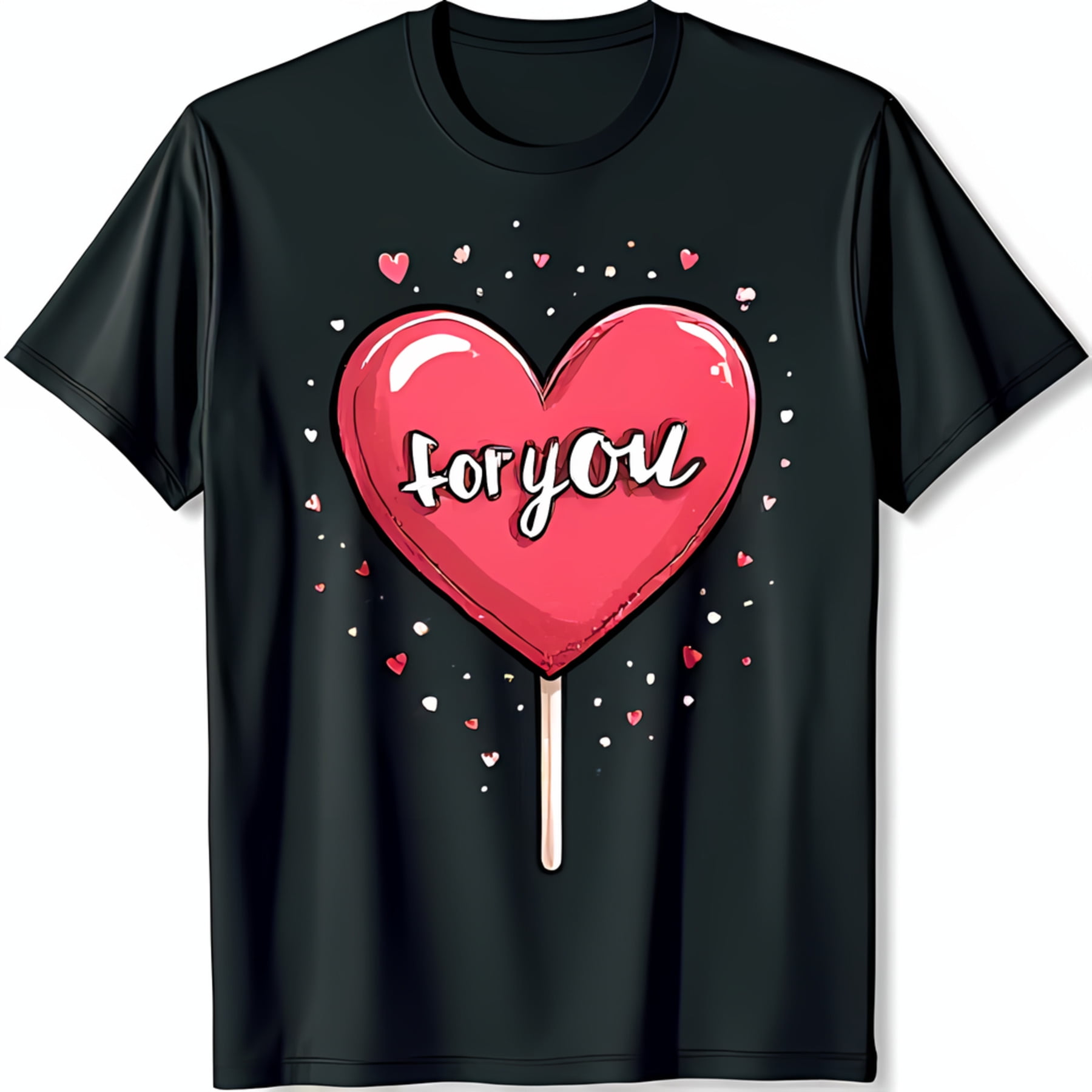 Bold Heart Shaped Lollipop Graphic Black T-Shirt for Day - Walmart.com