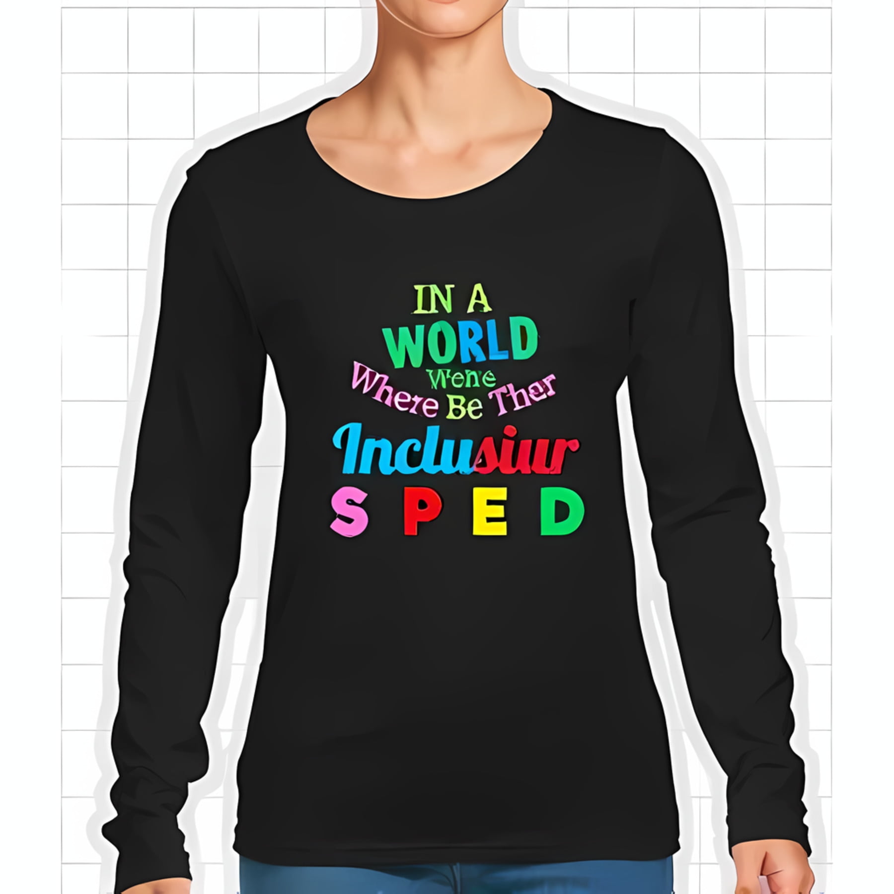 Bold Inclusivity Long Sleeve T-Shirt with Colorful Text Design ...