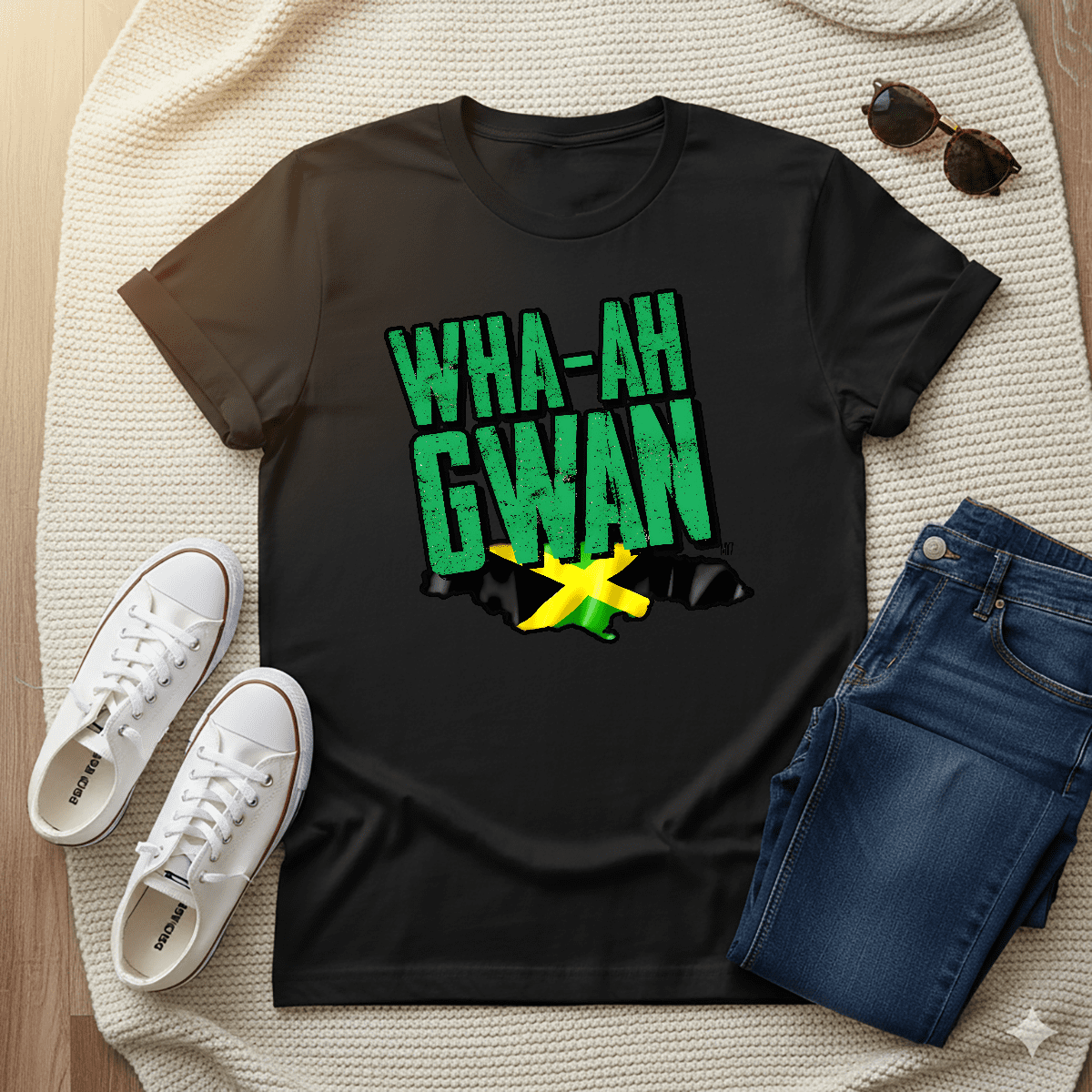 Bold Jamaican Wha Ah Gwan Rasta Greeting Culture Pride Retro Unisex T ...