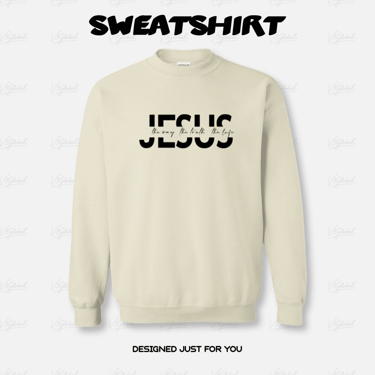 Bold Jesus Text Modern Typography Graphic Sweatshirt Faith Inspired ...