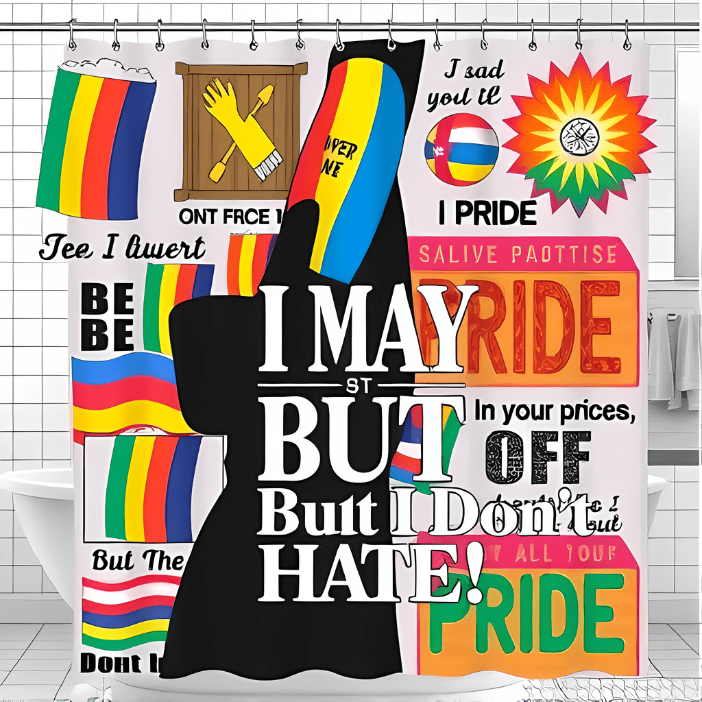 Bold LGBTQ+ Pride Shower Curtain - Graphic Design with Protest Art ...
