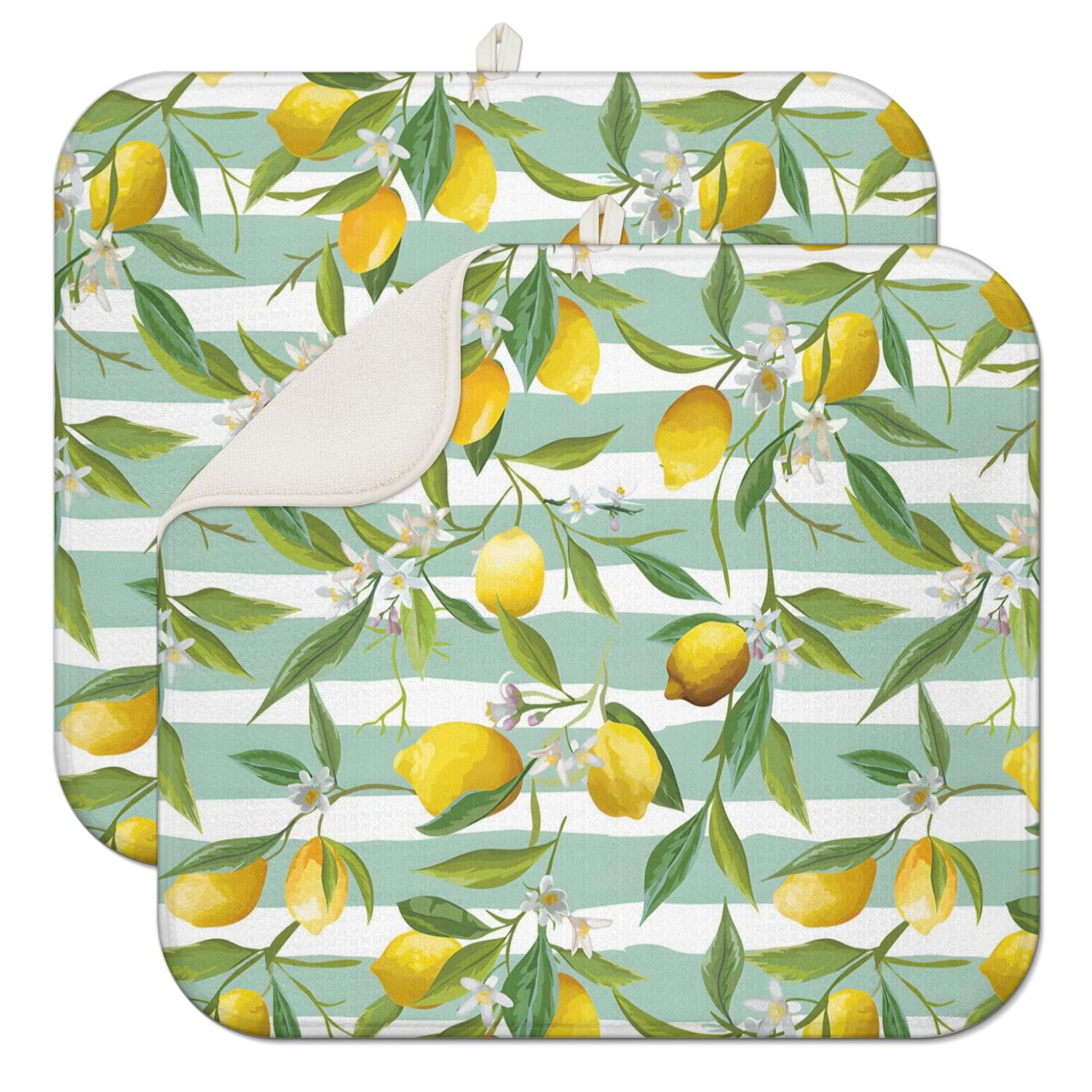 Bold Lemon Print Coffee Mat – Modern Microfiber Drying Pad Featuring I ...