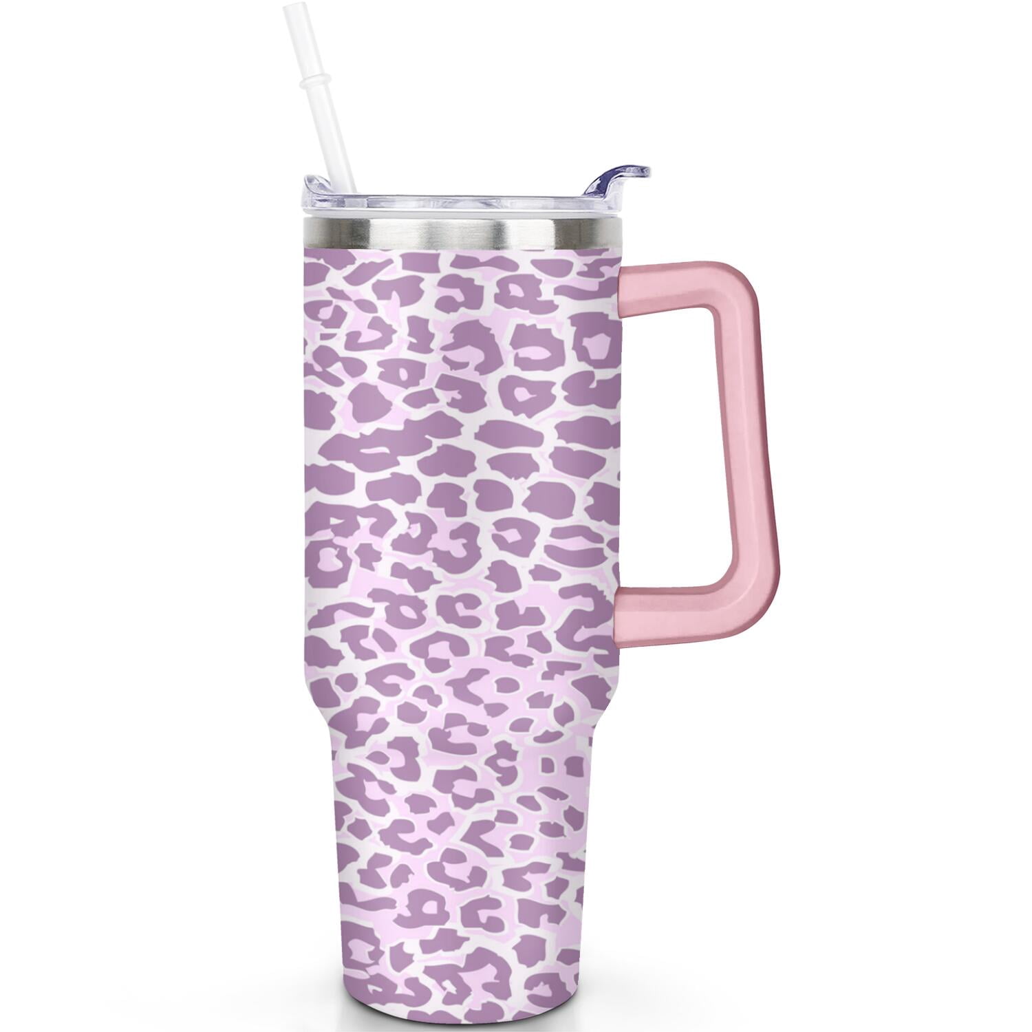 Bold Leopard 40oz Tumbler with Handle and Flip Straw Lid, Leak Proof ...