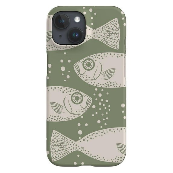 Bold Linen Moss Green Fish Phone Case for iPhone 11 to 17 A Themed ...