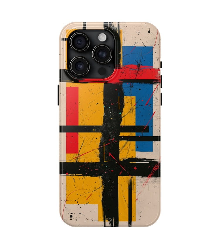 Bold Lines & Primary Colors Abstract Art Phone Case for iPhone 11-17 ...
