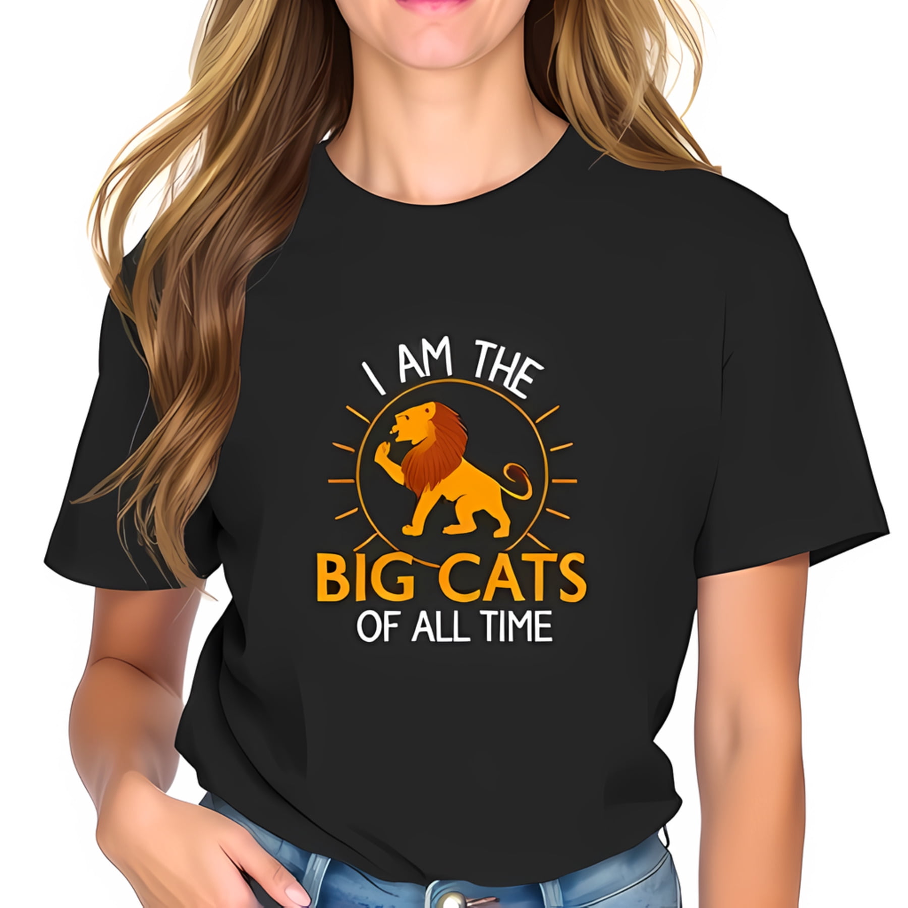Bold Lion Graphic Cotton Short Sleeve T-Shirt - " I AM THE BIG CATS OF ...