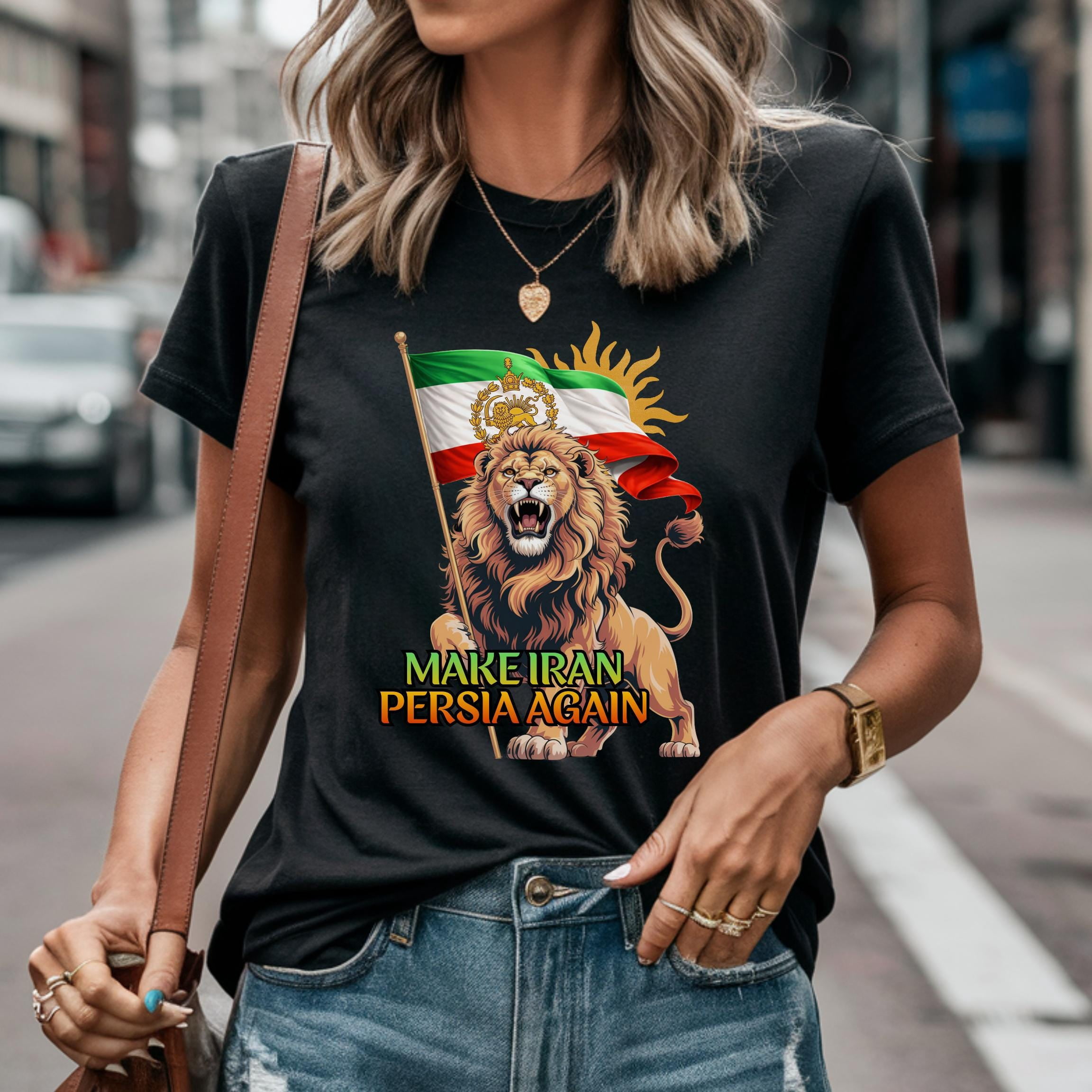 Bold Lion of Persia Graphic T-Shirt for Celebrating Iranian Heritage ...