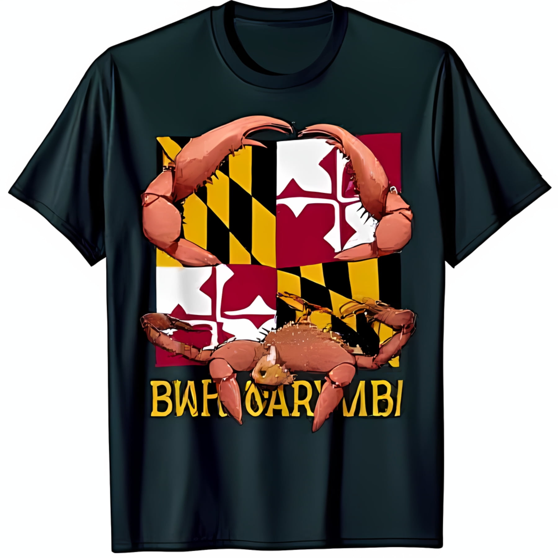 Bold Maryland & Vibrant Crab Graphic on Dark Blue T-Shirt Unique Design ...