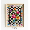 Bold Maximalist Floral Wall Art, Checkerboard Rose Poster, Colorful ...