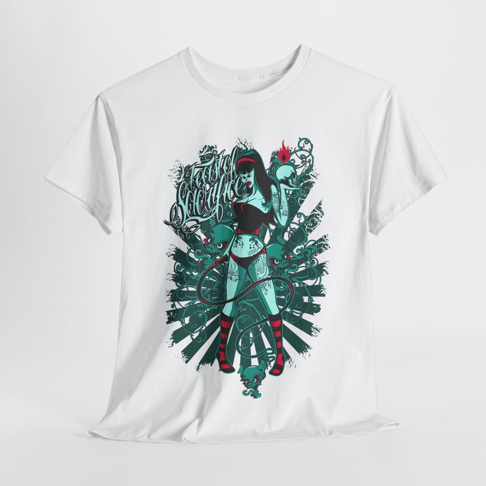 "Bold Men's T-Shirt with Punk Gothic Tattoo Woman & 'Taste of Solitude ...