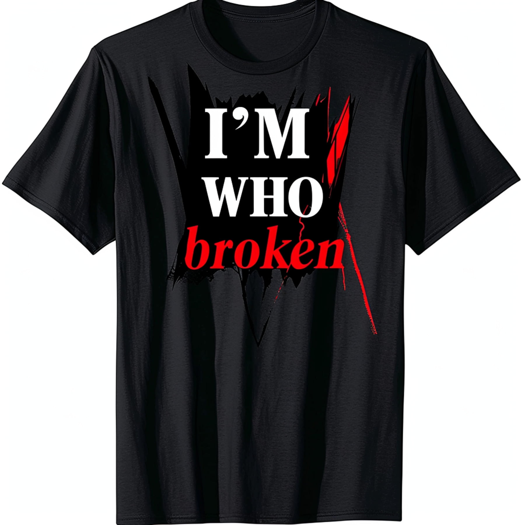 Bold Metalcore T Shirt with Symmetrical Design I'M WHO I Stop Broken Core Theme Professional ...