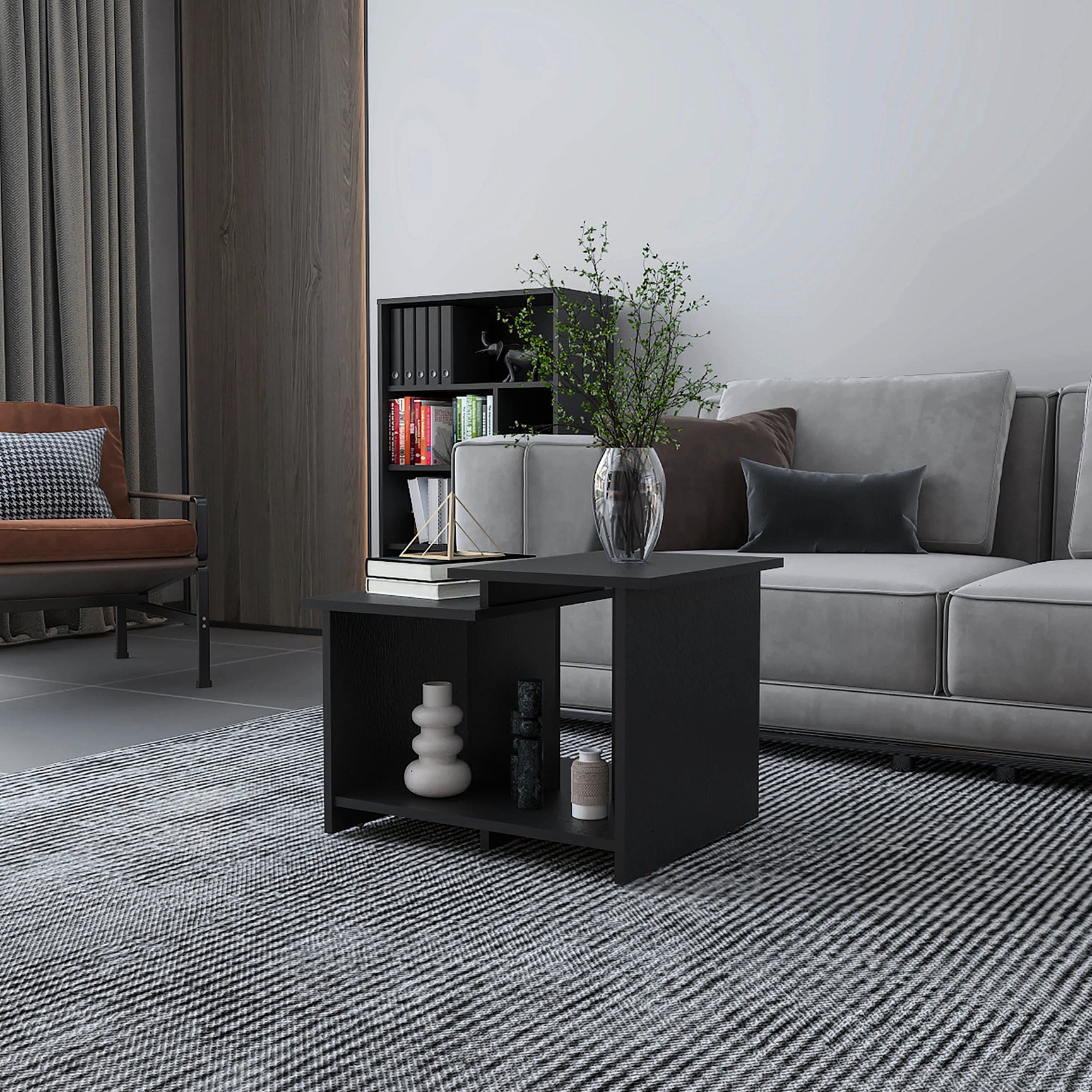 Bold Modern Black, Easy Access - Open Storage for Living Area Tables ...