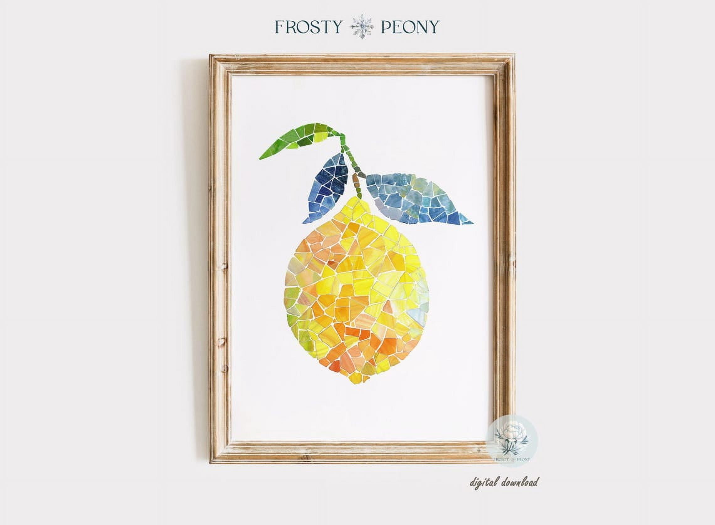 Bold Mosaic Lemon Art Print Contemporary Kitchen Decor Modern Home ...