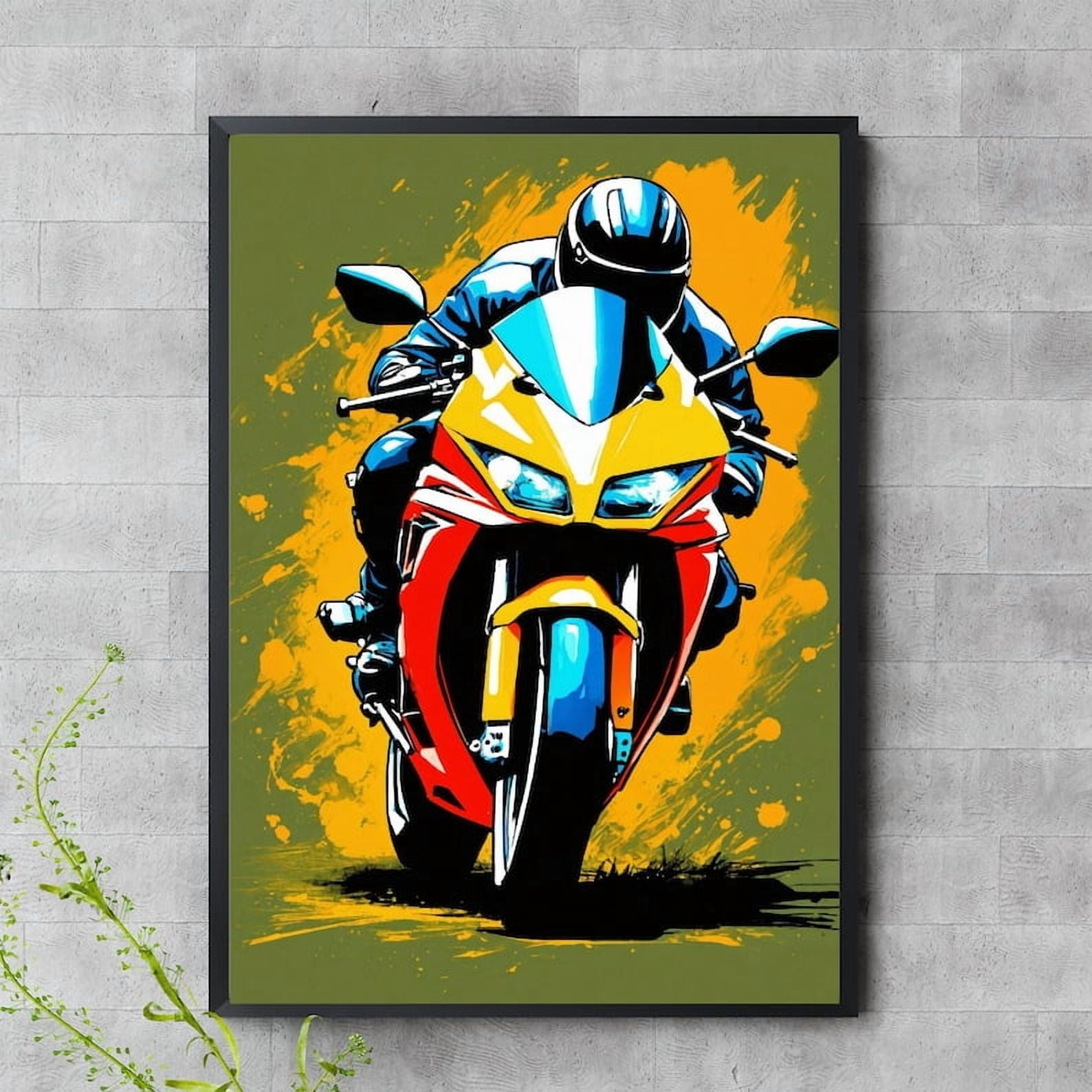 Bold Motorcycle Wall Art – Vibrant Digital Print for Biker Lovers 16X24 ...