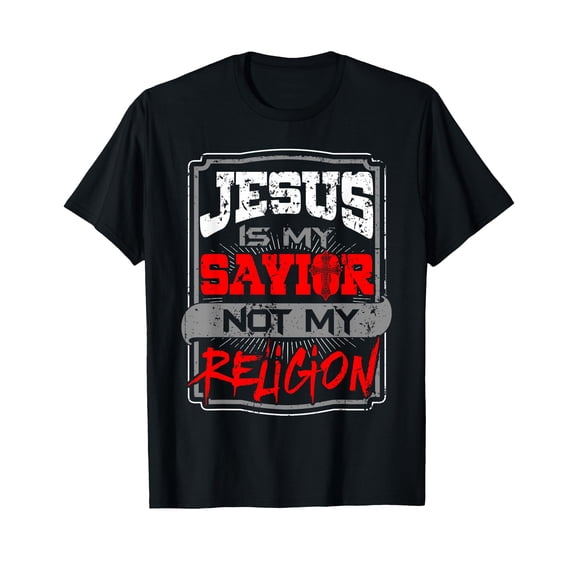 Bold Multi-Colored Text Christian T-Shirt - Jesus Is My Savior Not My ...