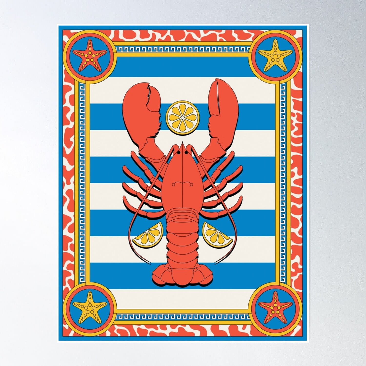 Bold Nautical Vector Wall Art Sea Creatures Illustration In Primary ...