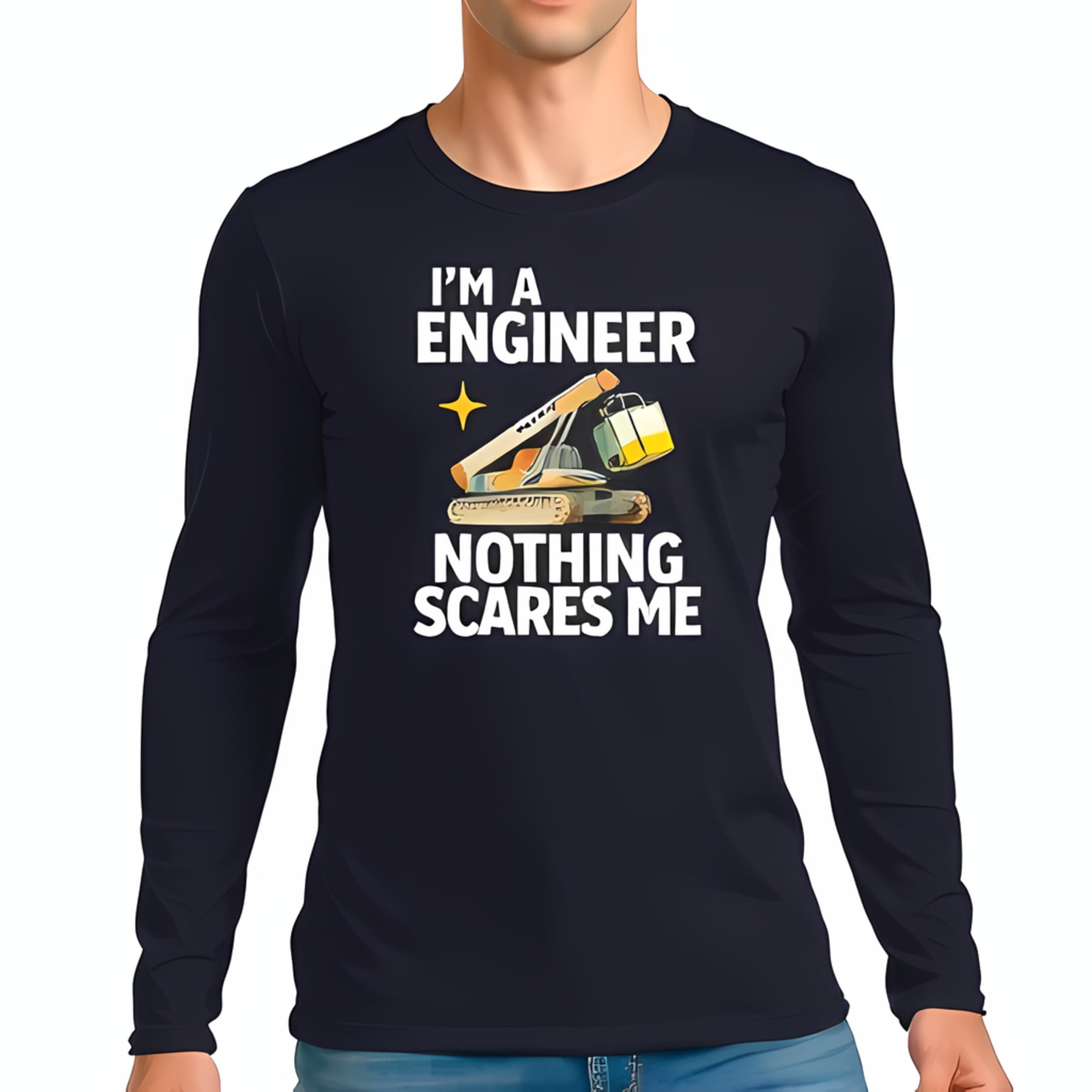 Bold Navy Blue Long Sleeve T-Shirt for Engineers - " I'M A ENGINEER ...