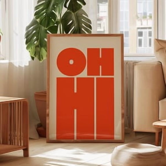 Bold OH HI Typography Retro Modern Poster, Poster Home Decor , Poster ...