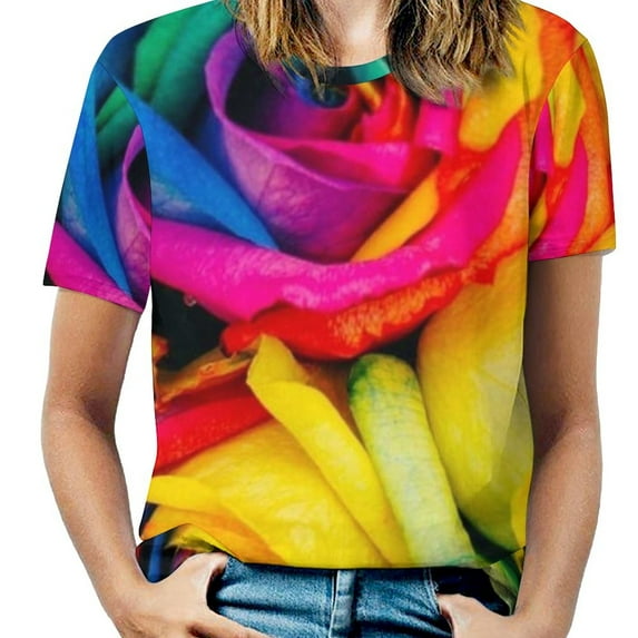 Bold Of Roses Women's T-Shirt New Fashion Printed Zipper V-Neck Short ...