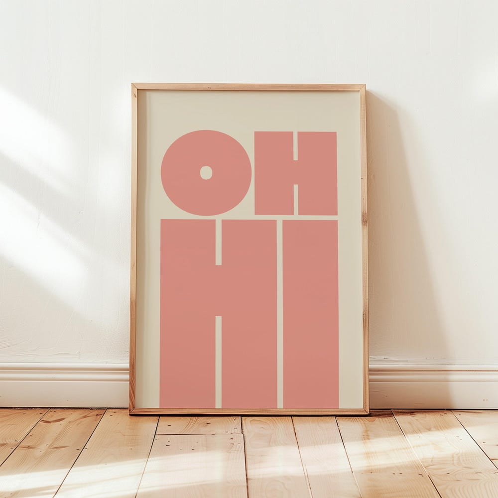 Bold "Oh Hi" Typography Fine Art Print Trendy Retro Modern Wall Art ...