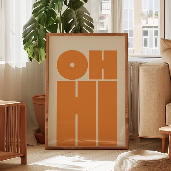 Bold "Oh Hi" Typography Fine Art Print Trendy Retro Modern Wall Art ...