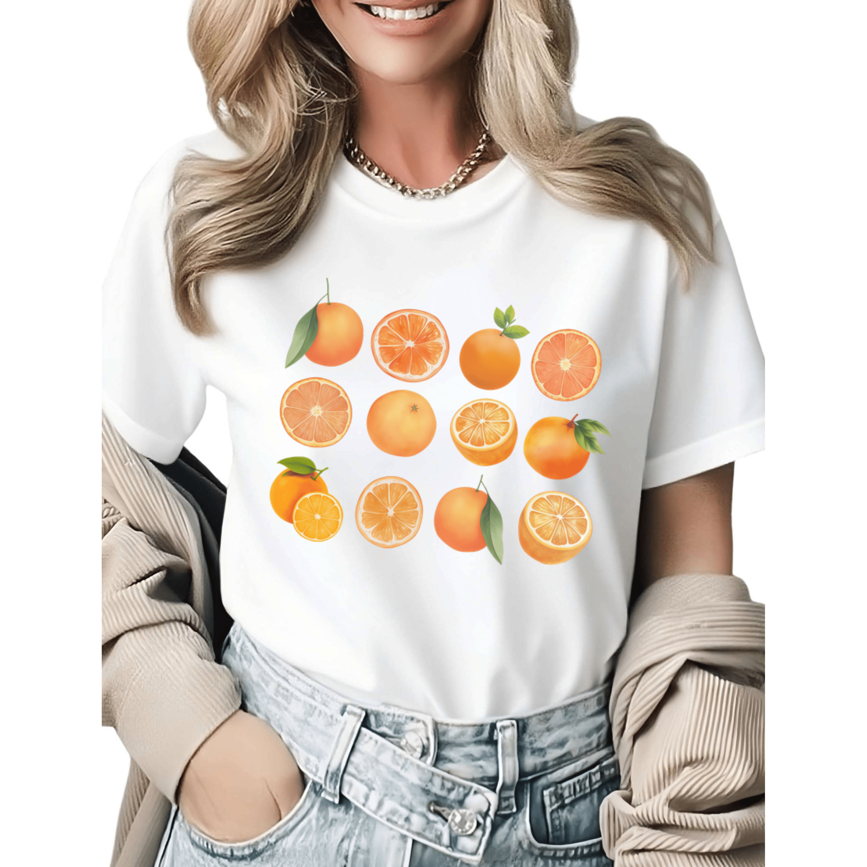 Bold Orange Cluster Graphic Tees Womans T-shirt Black/White S-5XL ...