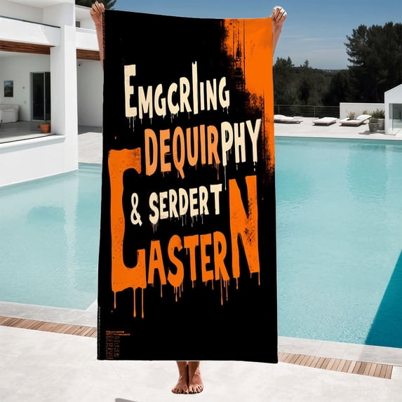 Bold Orange Dripping Text Design Beach Towel - Eye - Catching Pool ...