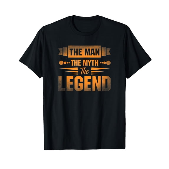 Bold Orange Text Graphic T-Shirt - The Man The Myth The Legend Design ...