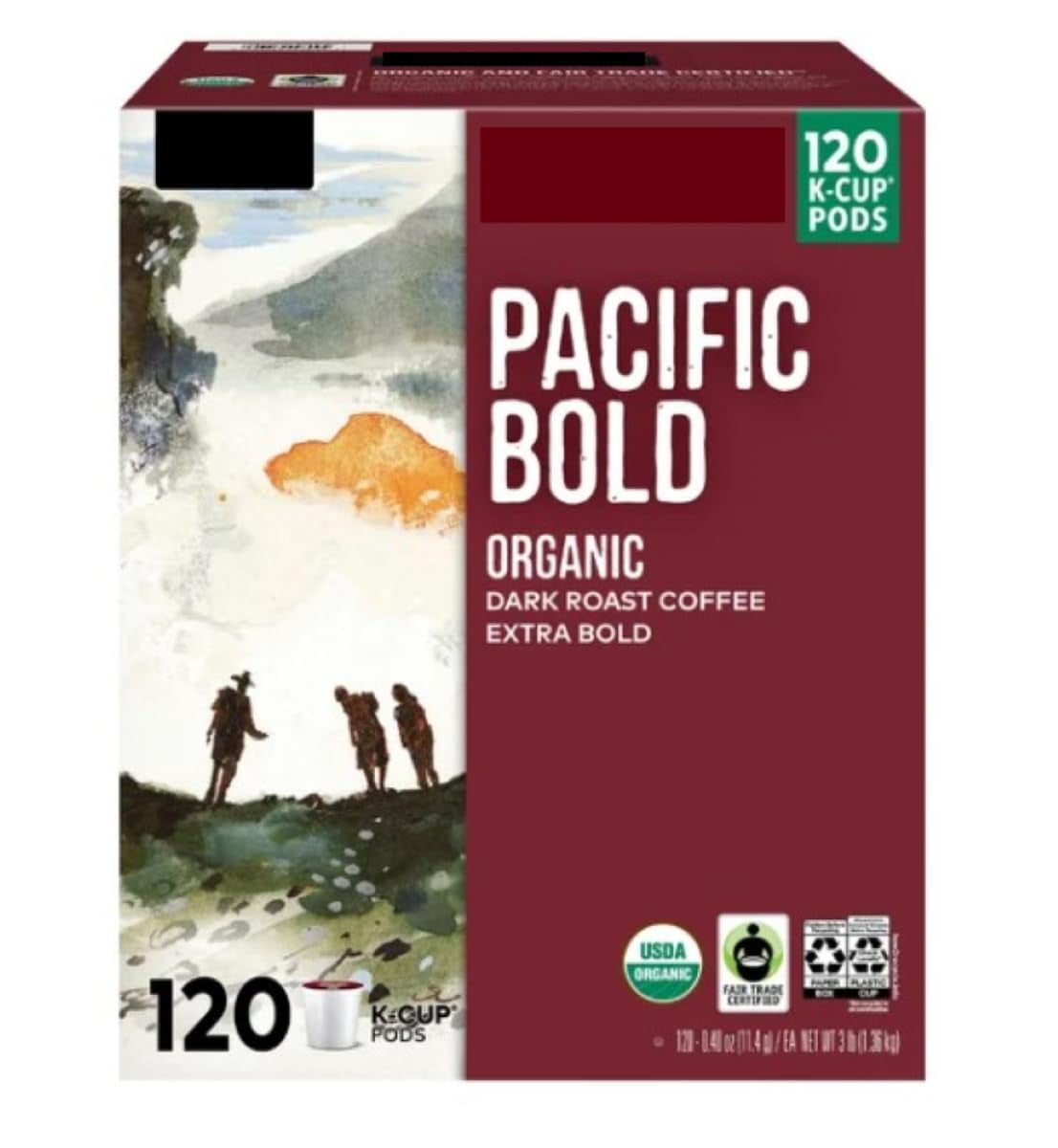 Bold Organic Dark Roast Extra Bold Coffee K Cups 120 Count Value Box Coffee Pods Single Serve