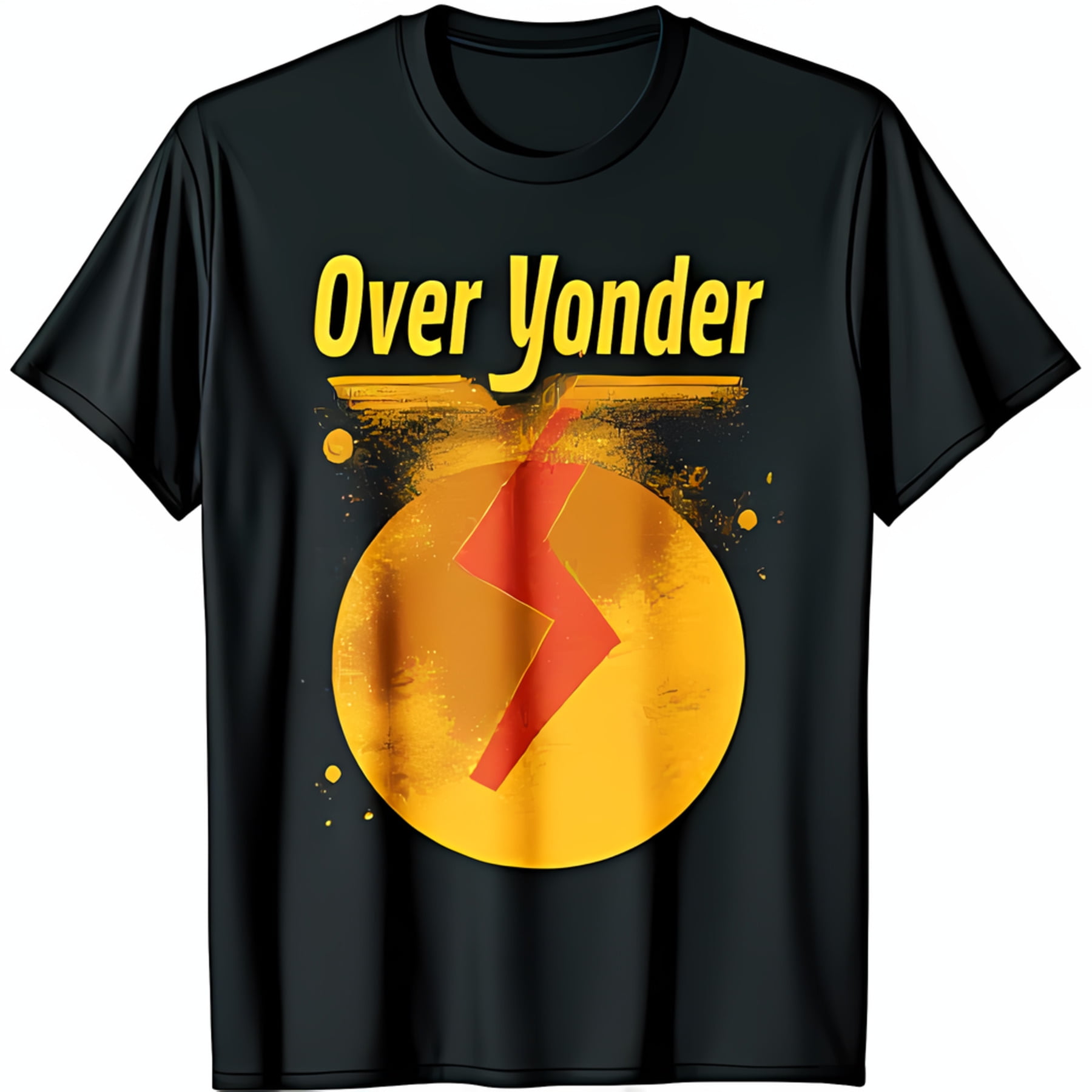 Bold Over Yonder Black T-Shirt with Yellow Print Design - Walmart.com