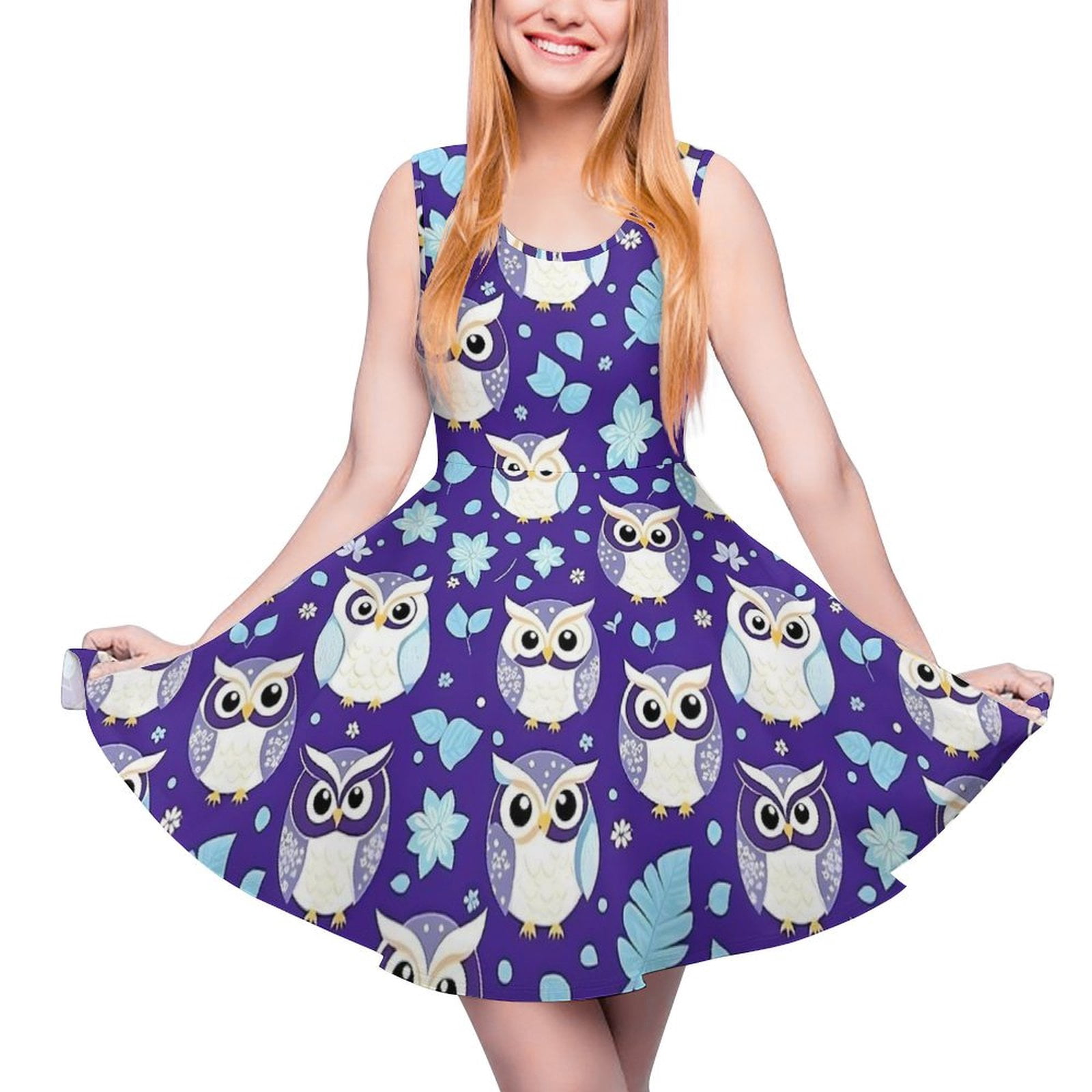 Bold Owl Dress Abstract Animal Night Club Dresses Sleeveless Aesthetic ...