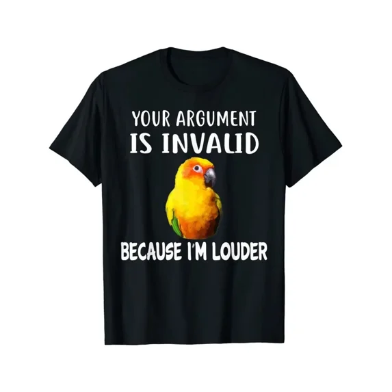 Bold Parrot Graphic & "Your Argument Is Invalid" Slogan Drop Shoulder T-Shirt - 100% Cotton ...