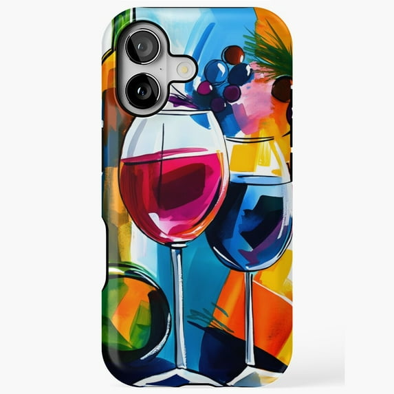 Bold Party Scene Wine Glasses Bright Festive New Year Art with iPhone ...