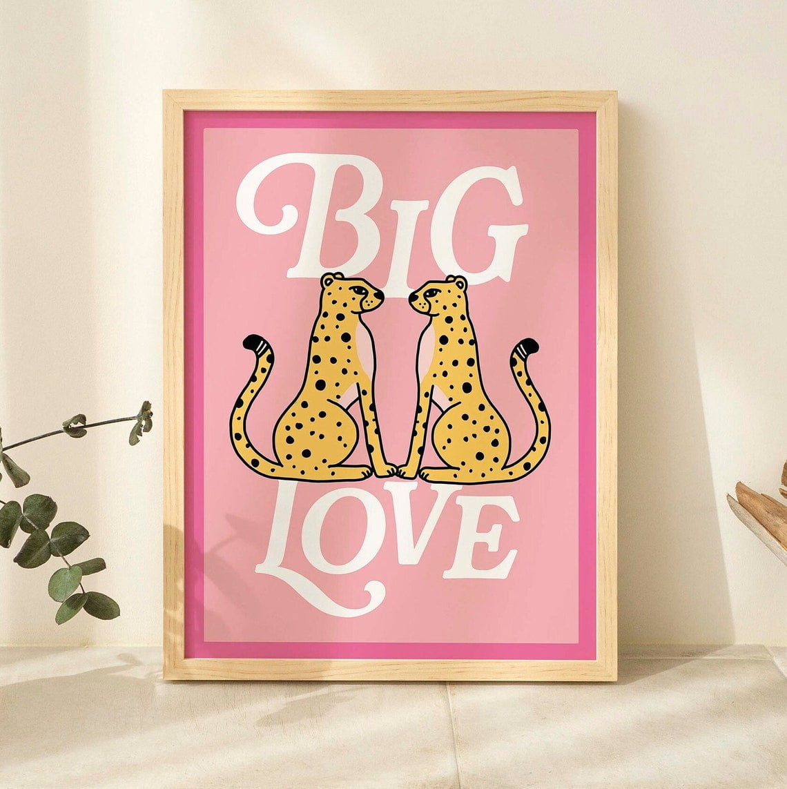Bold Pink Cheetah Maximalist Big Love Preppy Room Decor Unframed Paper ...