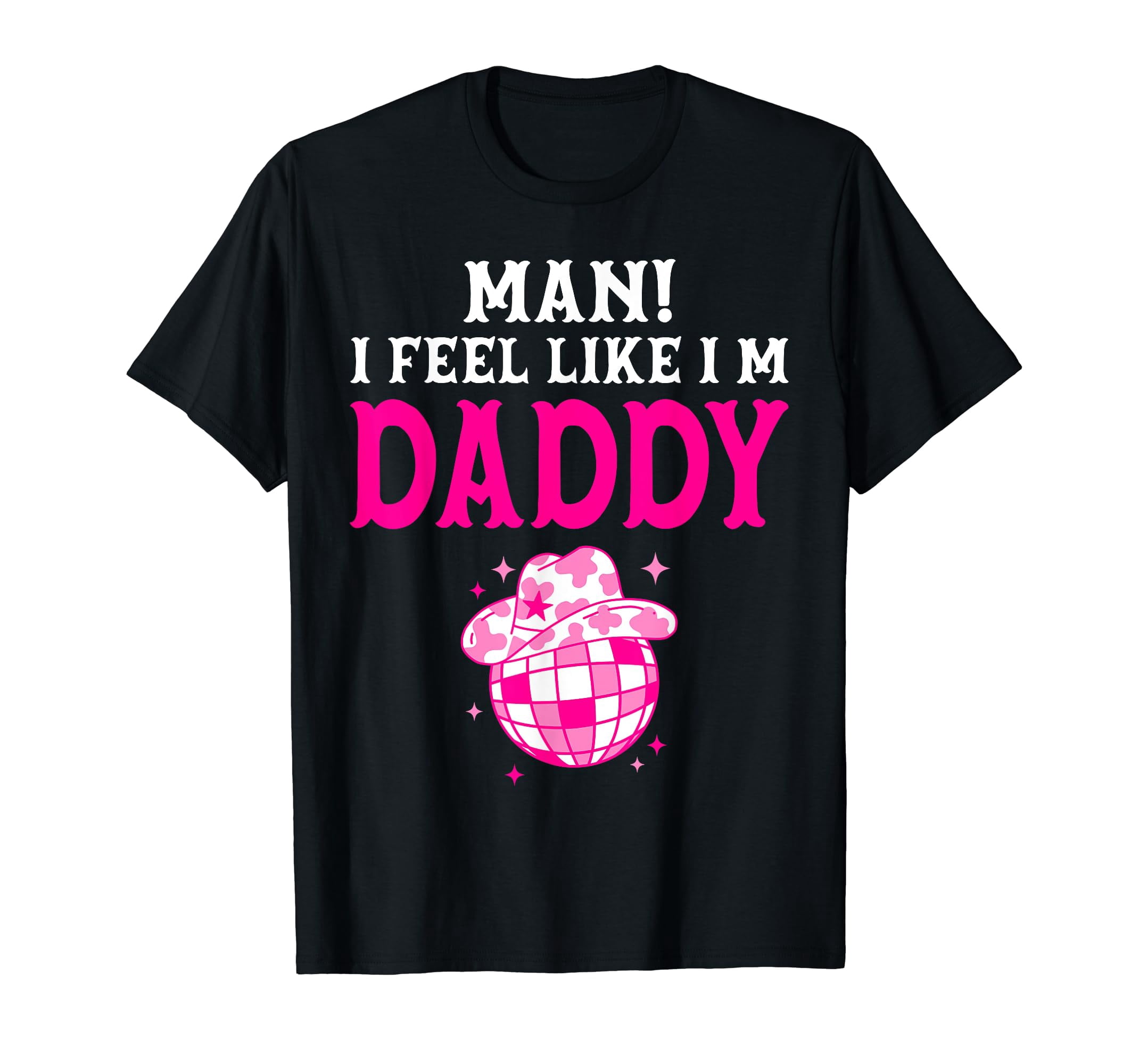 Bold Pink Disco Ball Cowboy Hat T-Shirt for Fun Family Birthday ...