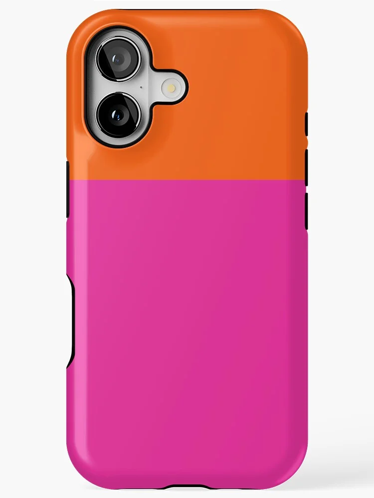 Bold Pink Orange Color Block Protective Case for iPhone 11 12 13 14 15 ...