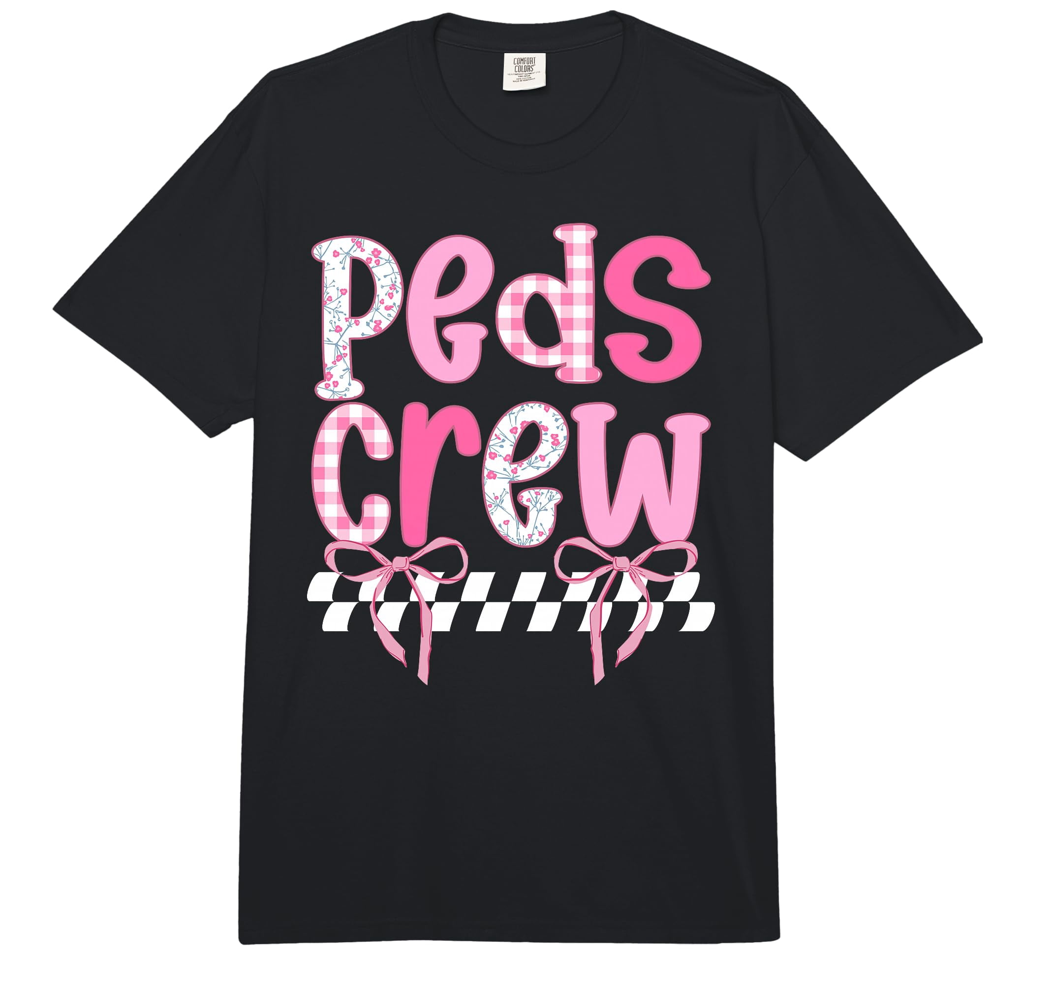 Bold Pink & White Design Peds Nurse Squad T-Shirt for Comfort and Style ...