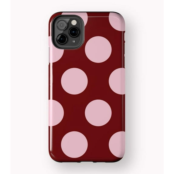 Bold Polka Dot Large Pink Red Retro Pop Phone Case for iPhone 11-17 Pro ...