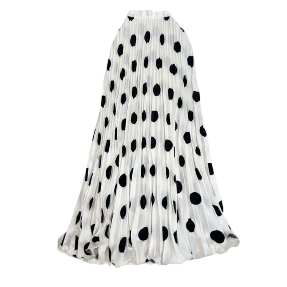 Bold Polka Dot Pleated Maxi Skirt, High Waisted A-Line Flowy Long Skirt ...
