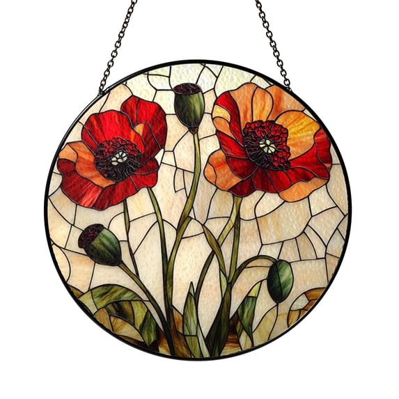 Bold Poppy Floral Stained Glass Suncatcher – Window Art2001 - Walmart.com
