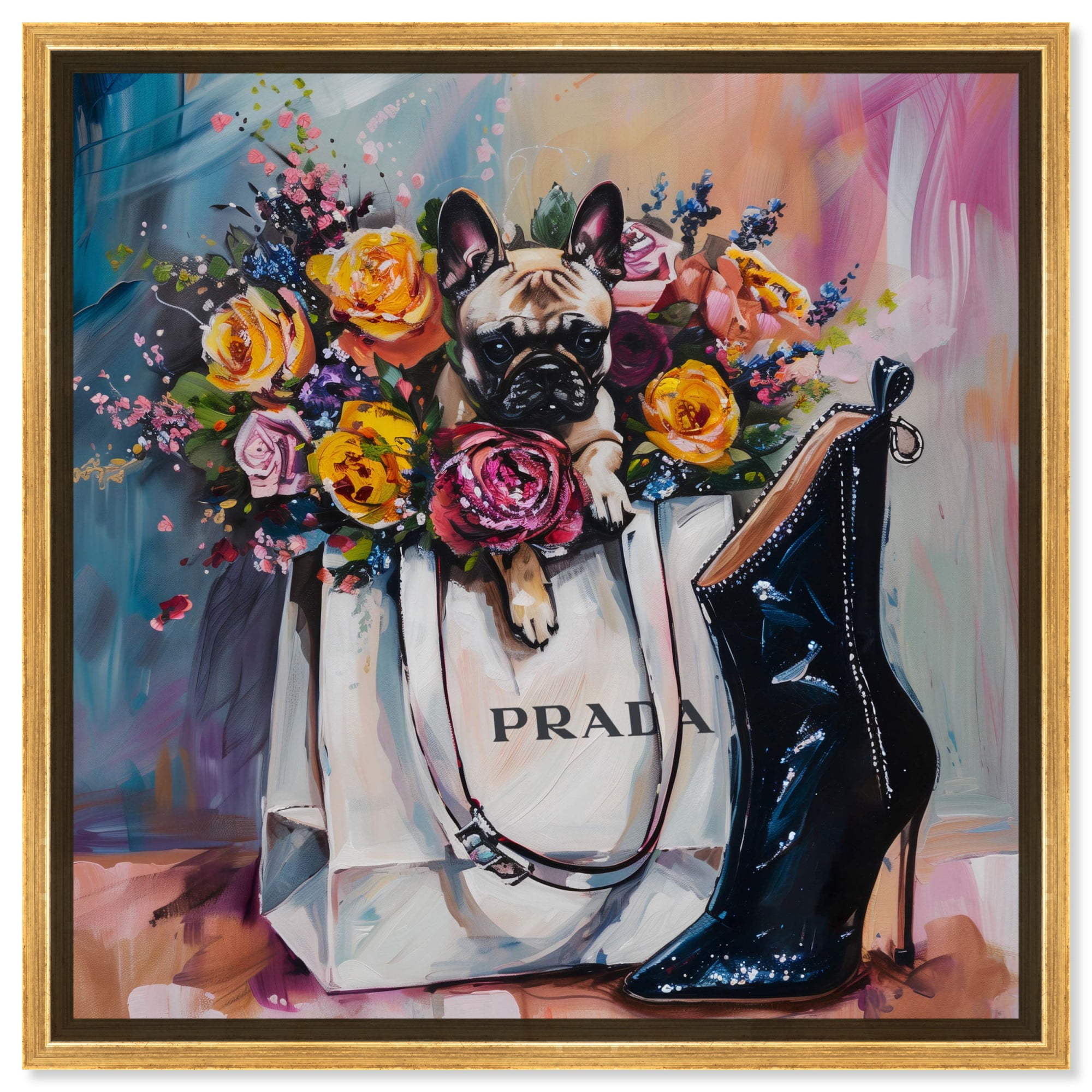 Bold Puppy Shopping Bag Canvas Glam Art Prints by Art Remedy, Gold ...