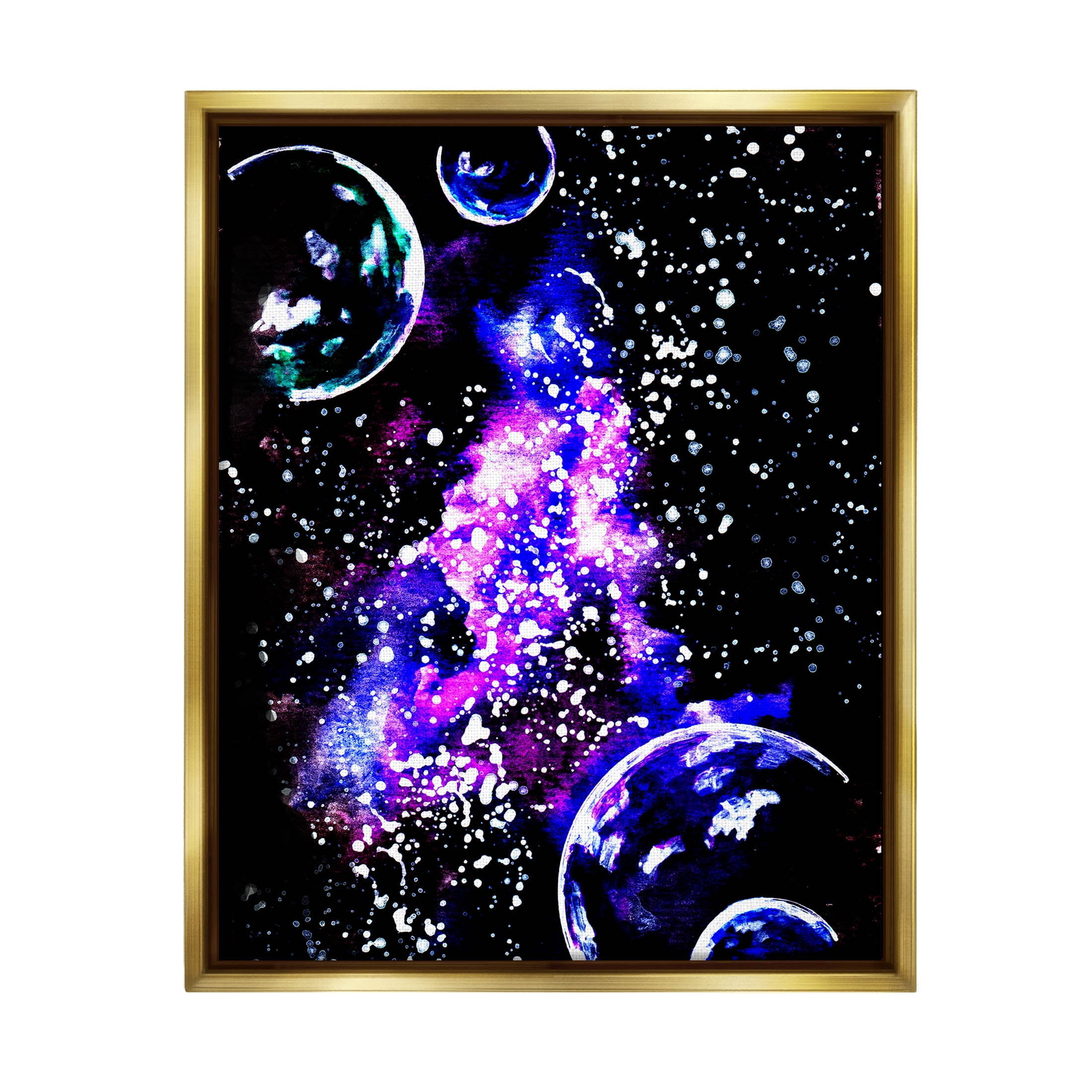 Bold Purple Galaxy Nebula Art for Kids Painting Metallic Gold Framed ...