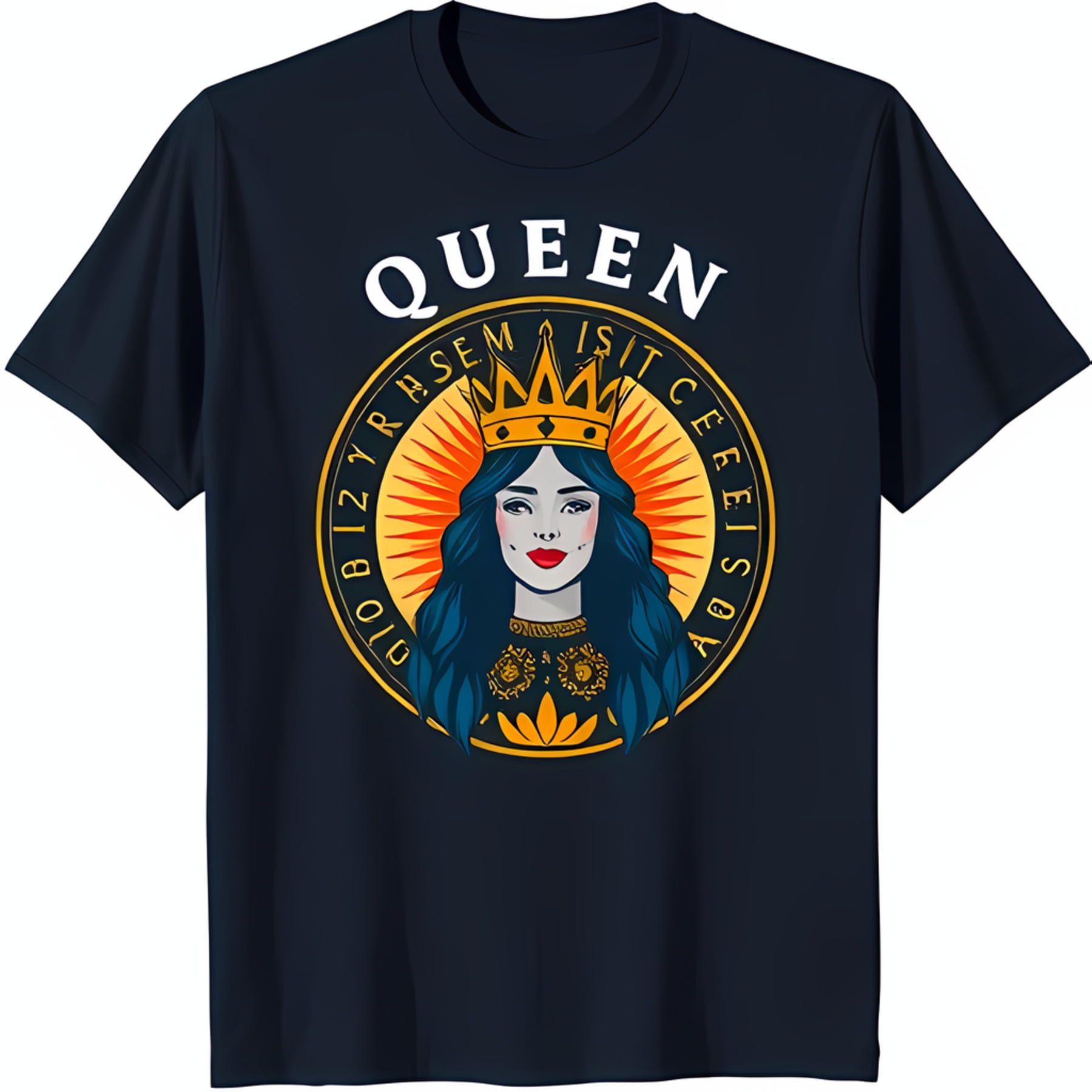 Bold 'QUEEN' Graphic Blue T-Shirt with Crowned Woman - Walmart.com