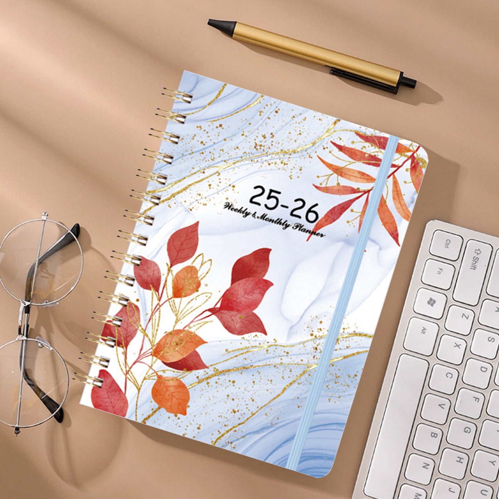 Bold Red 2025 Diary - Spiral Notebook With Yearly Calendar & Contacts ...